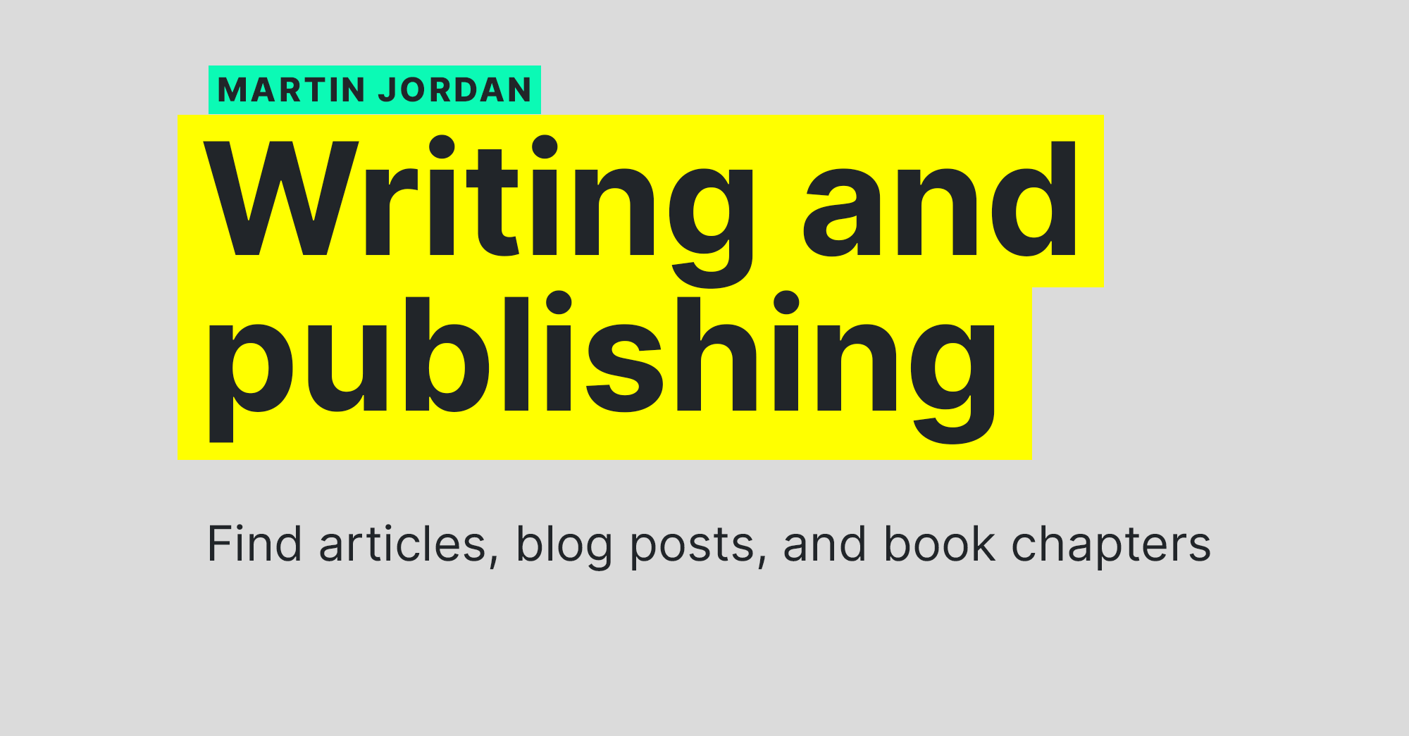 Martin Jordan – writing and publishing